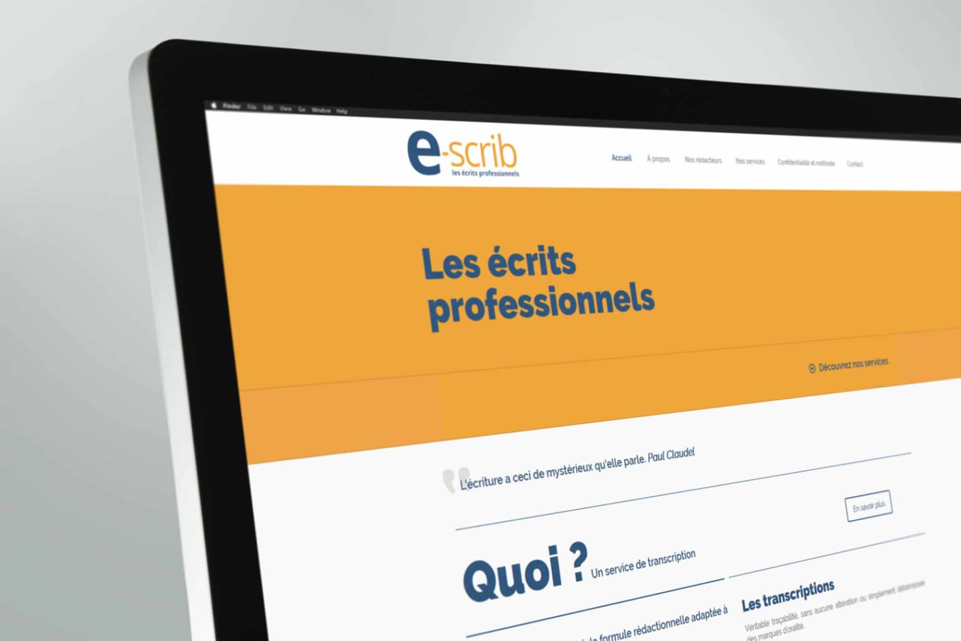 Création du site internet e-scrib | Agence AntheDesign