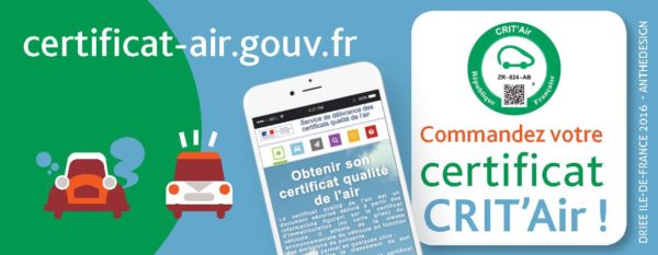 Création visuelle du certificat qualité de l’air CRIT’Air